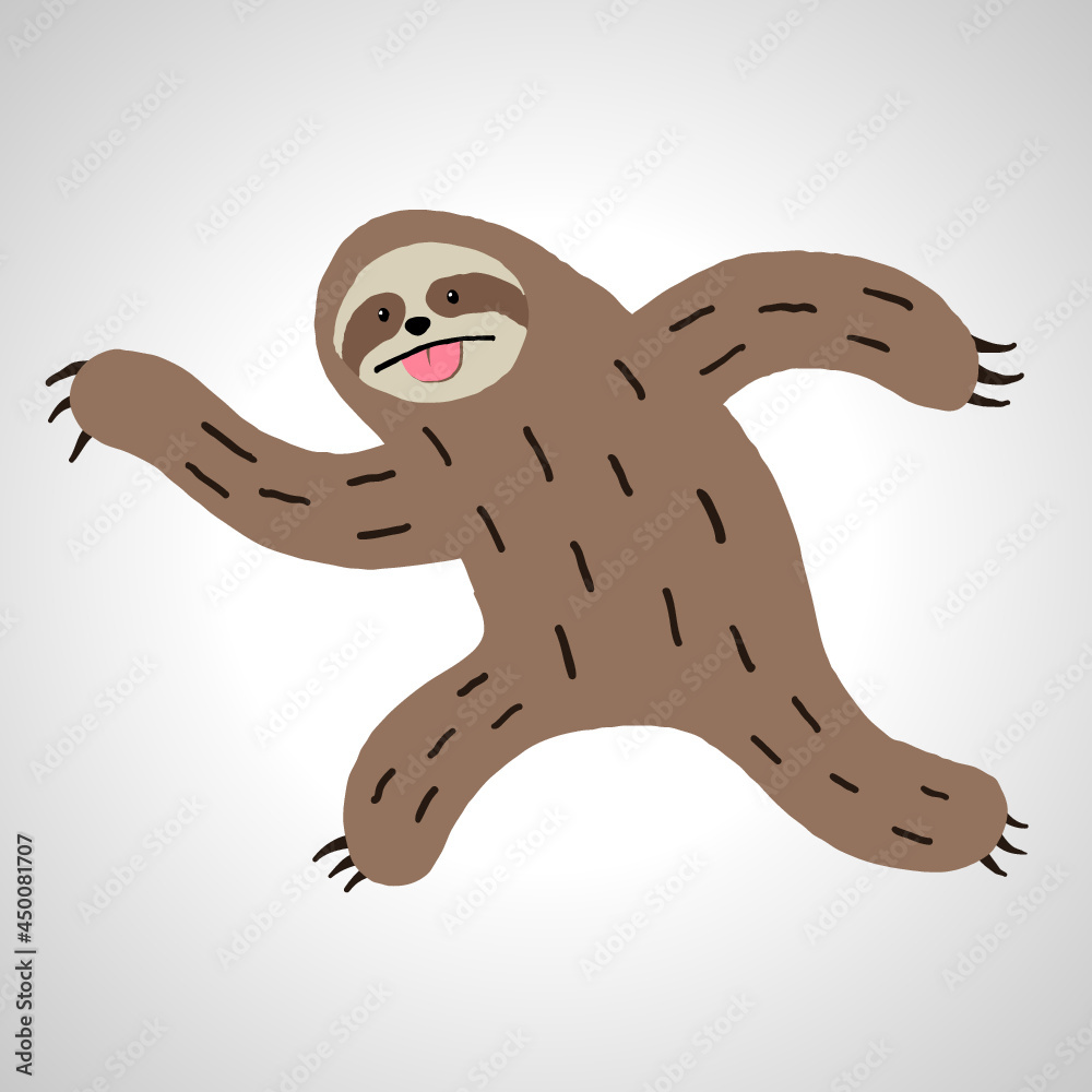 Sloth Running with Tongue Sticking Out Illustrated Cartoon Drawing ...