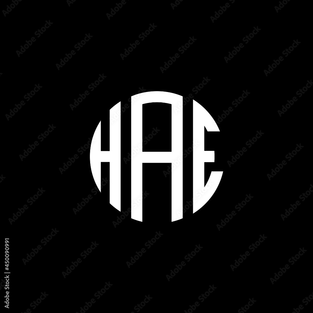 HAE letter logo design. HAE modern letter logo with black background ...