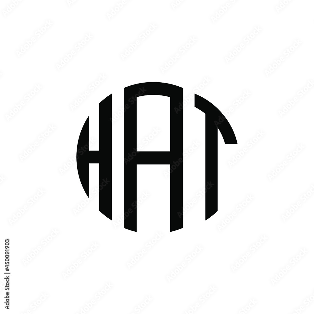 HAT letter logo design. HAT modern letter logo with black background ...