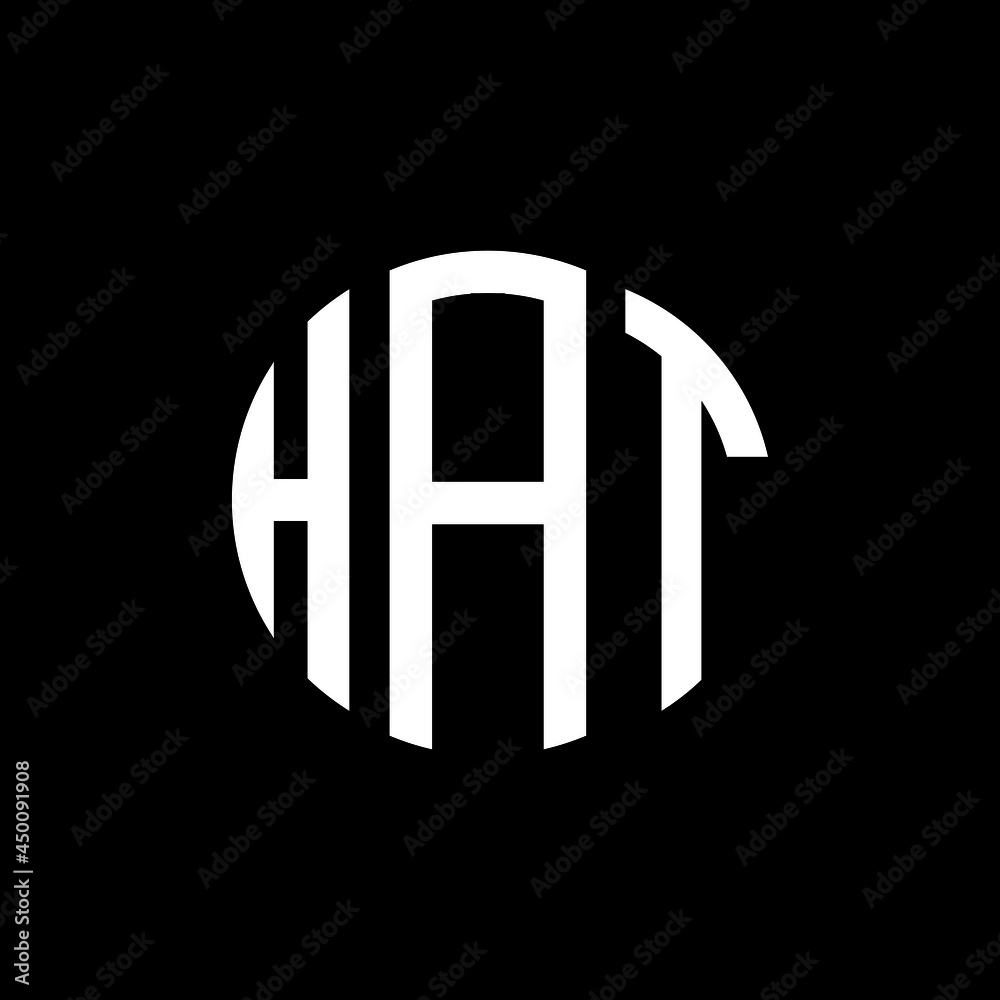 HAT letter logo design. HAT modern letter logo with black background ...
