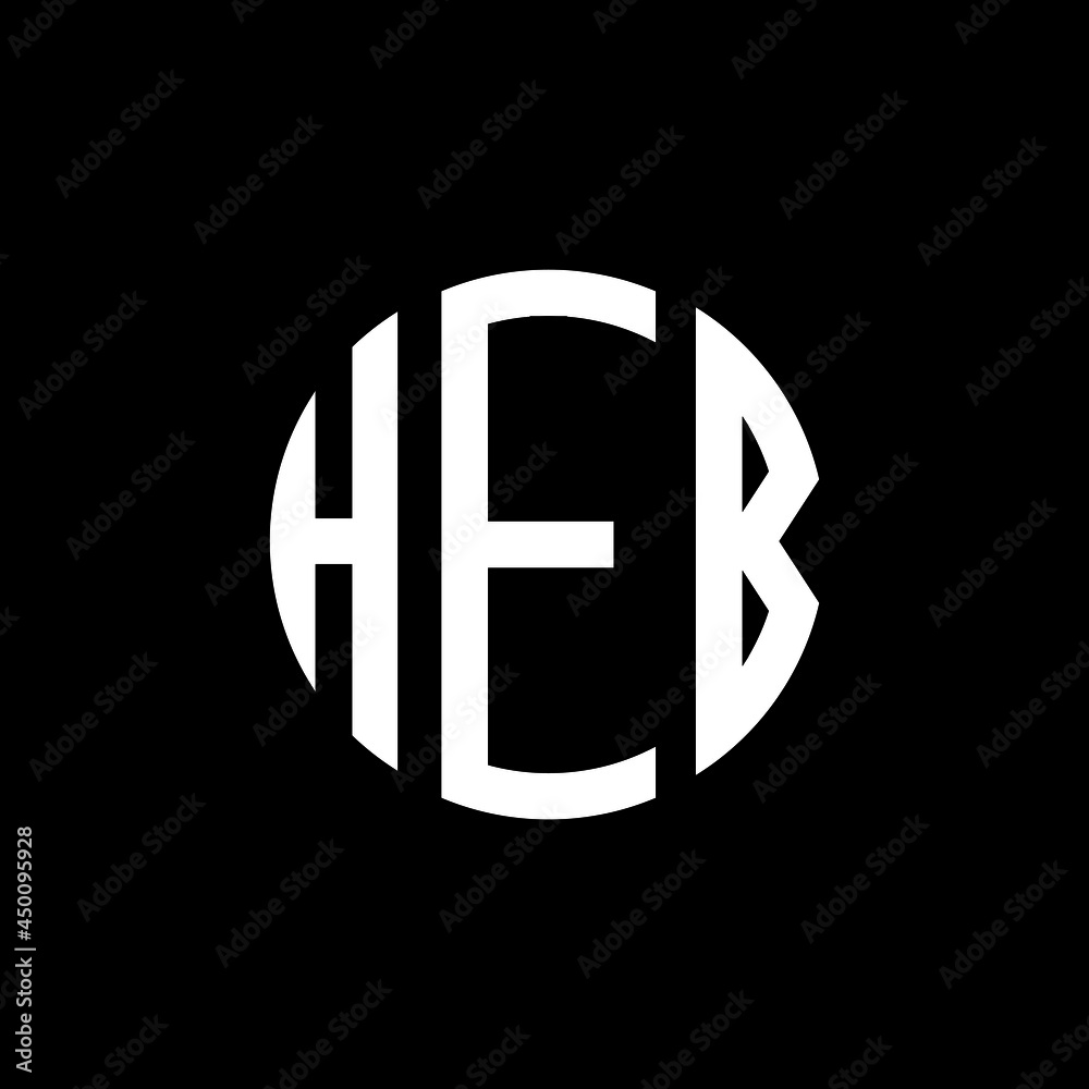 HEB letter logo design. HEB modern letter logo with black background ...