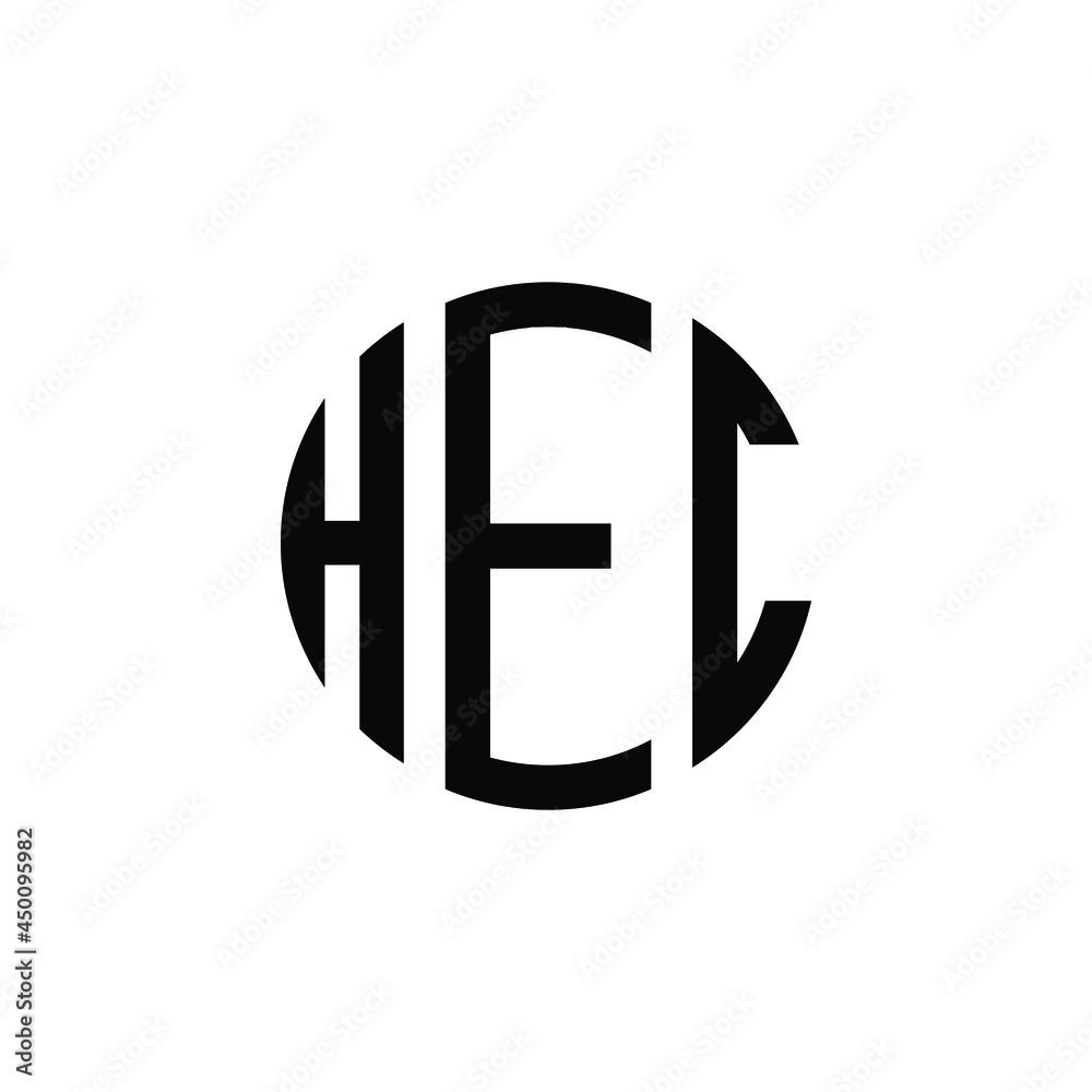 HEC letter logo design. HEC modern letter logo with black background ...