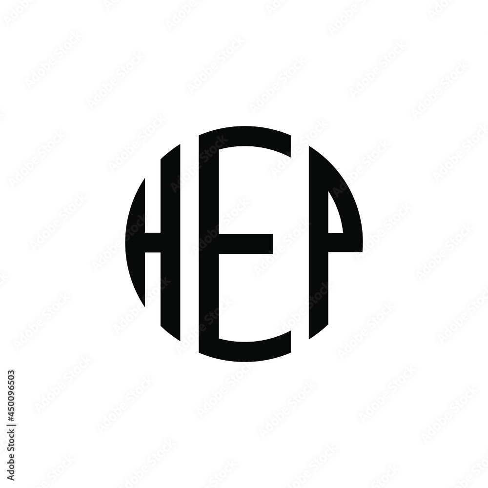 HEP letter logo design. HEP modern letter logo with black background ...