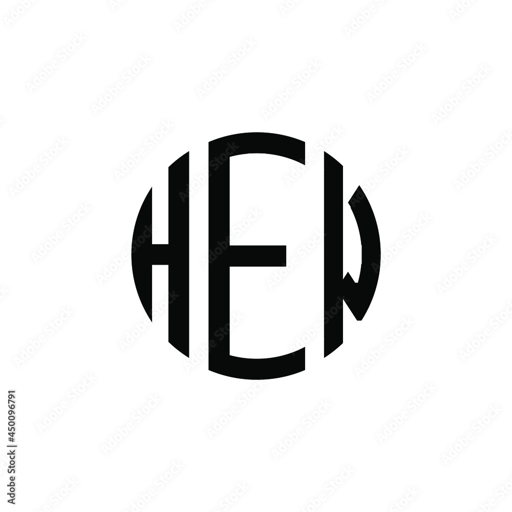HEW letter logo design. HEW modern letter logo with black background ...