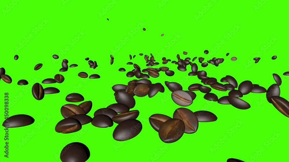 coffee beans falling 3d animation , green screen chroma key vídeo do ...