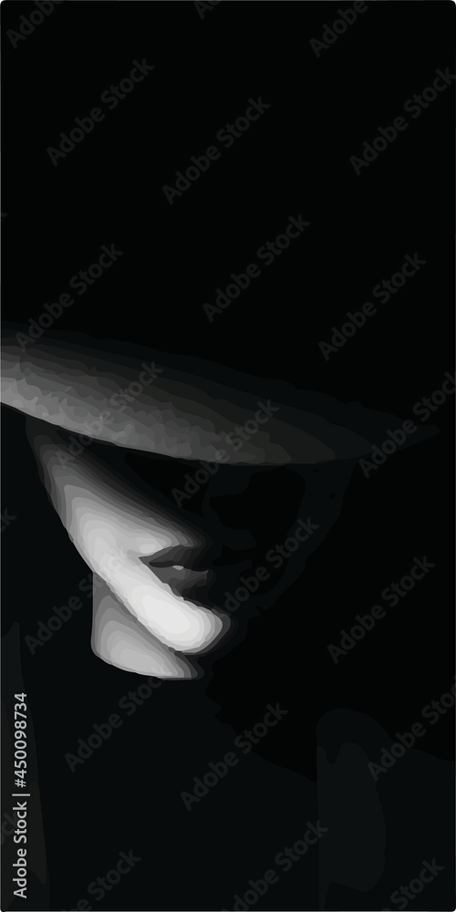 black and white lady with hidden face style passion fashion black lady ...