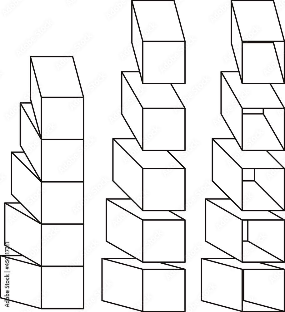 3D Cube icon. Line, solid and filled outline colorful version, outline ...