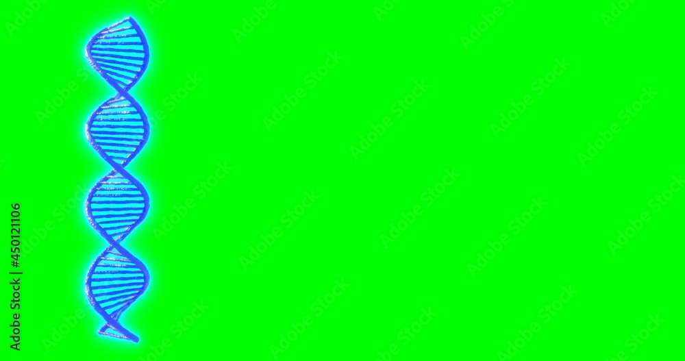 3D animation of abstract DNA on Green Screen Chroma key with seamless ...