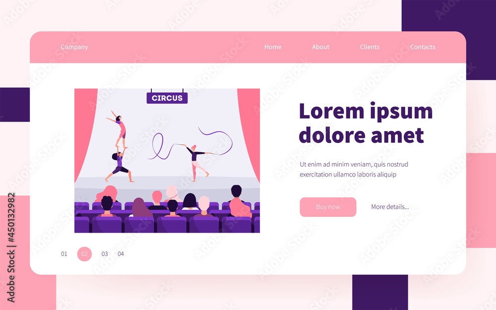 Cartoon people watching show in circus. Acrobat, audience, fun flat ...