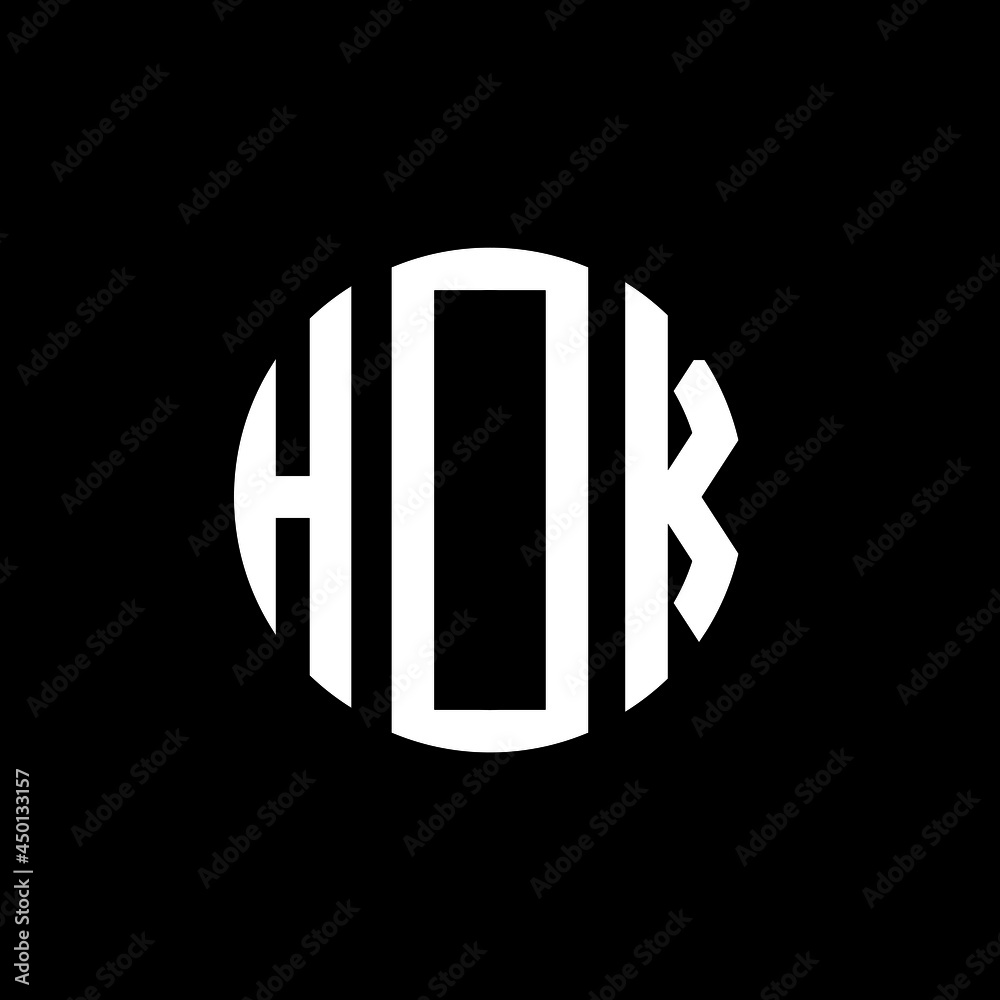 HOK letter logo design. HOK modern letter logo with black background ...