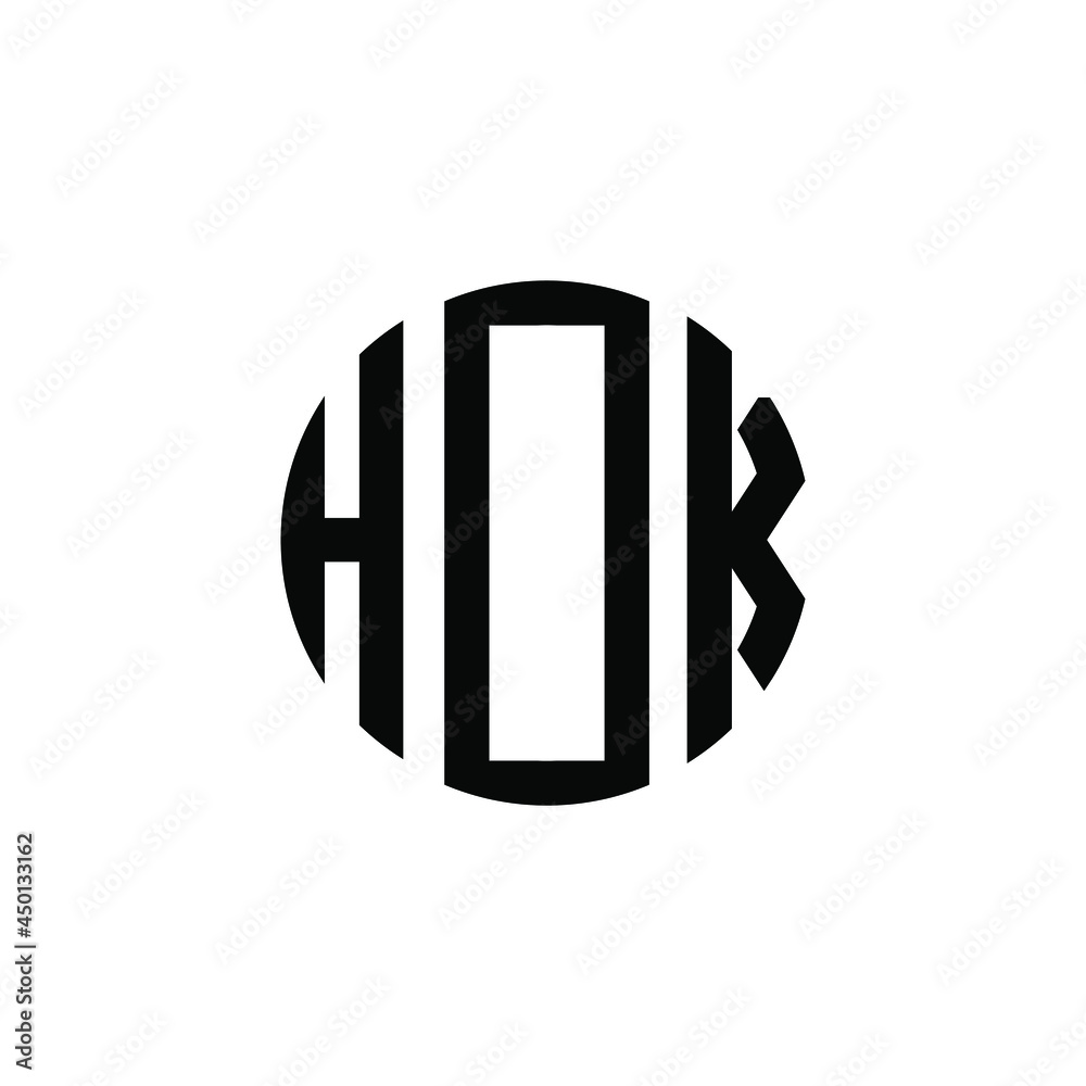HOK letter logo design. HOK modern letter logo with black background ...