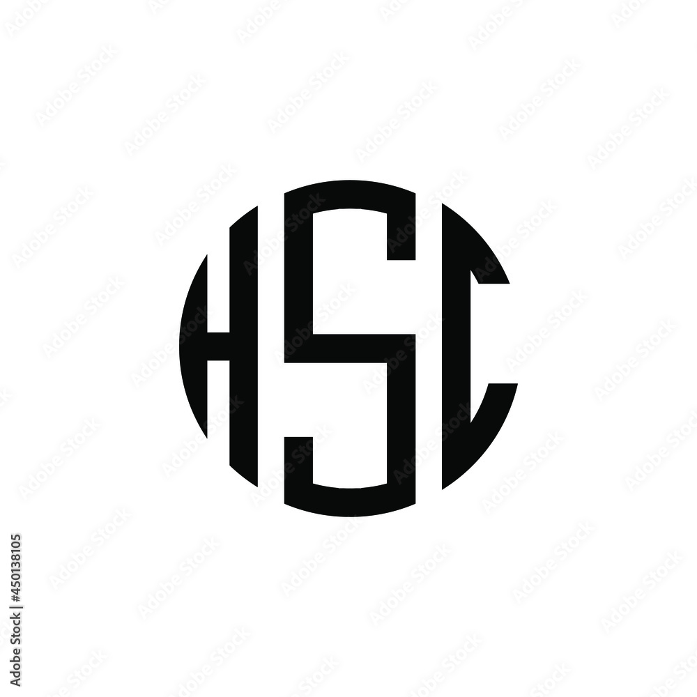 HSC letter logo design. HSC modern letter logo with black background ...