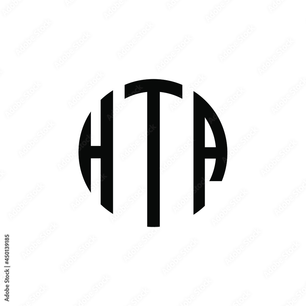 HTA letter logo design. HTA modern letter logo with black background ...