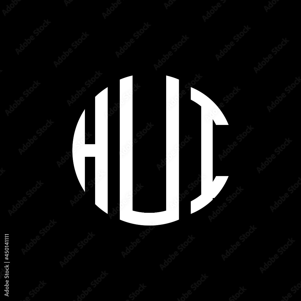 HUI letter logo design. HUI modern letter logo with black background ...