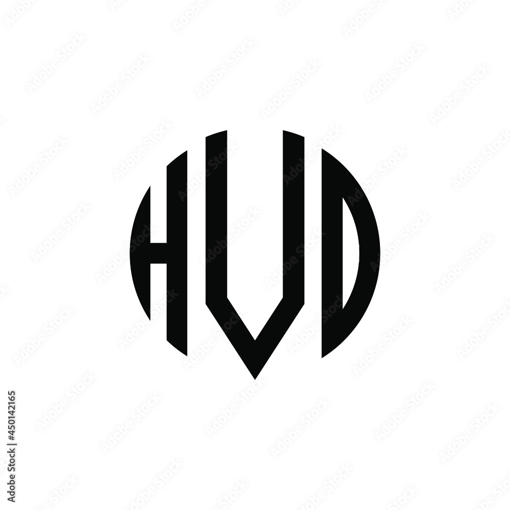HVD letter logo design. HVD modern letter logo with black background ...