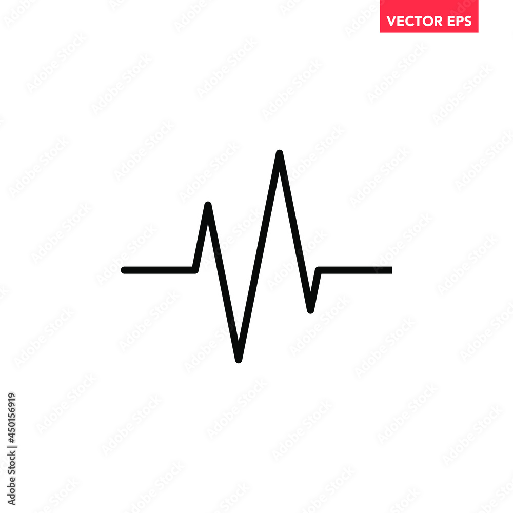 Black single sound audio wave line icon, simple digital soundwave ...