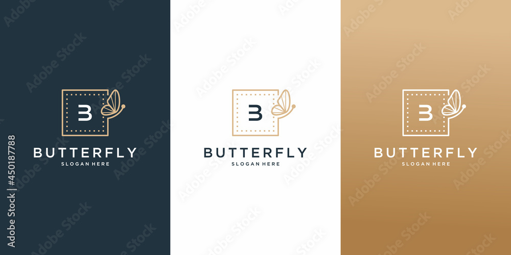 Butterfly frame logo with letter b design Stock Vector | Adobe Stock
