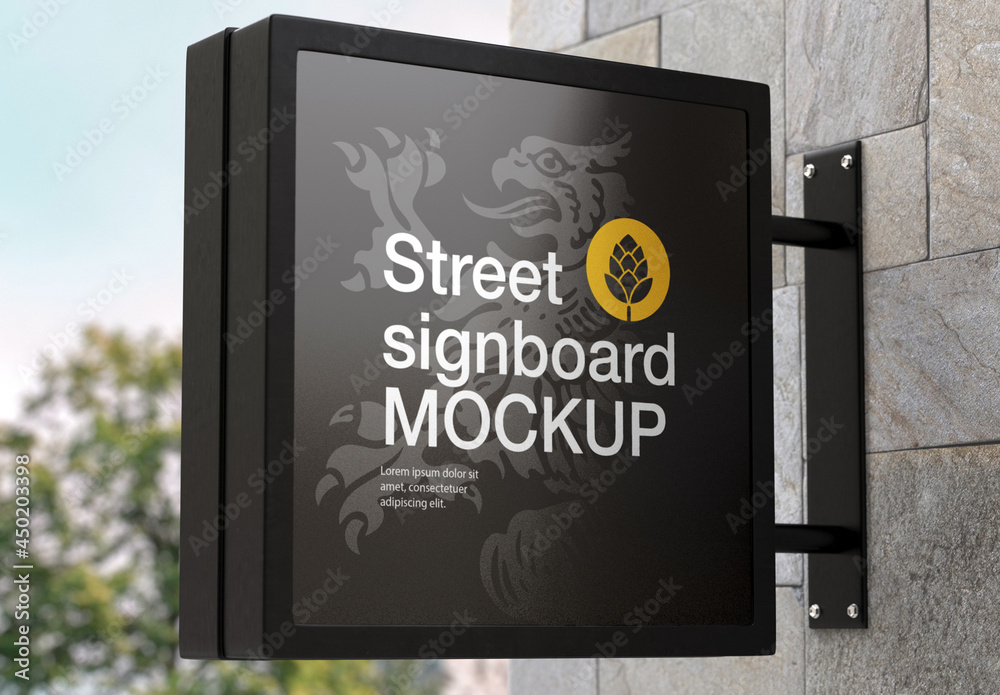 Signboard Wall Mockup Stock Template | Adobe Stock