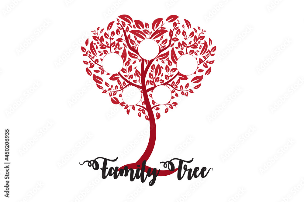 Family tree ancestry genealogy love heart shaped frame symbol icon ...