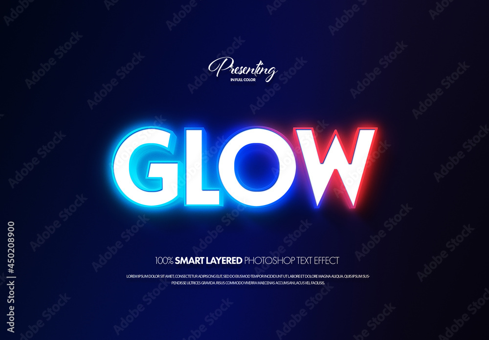 Glowing 3D Text Box Effect Stock Template | Adobe Stock