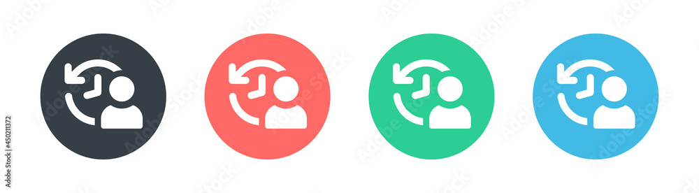 User with time clock icon symbol of past time, history, earlier vector ...