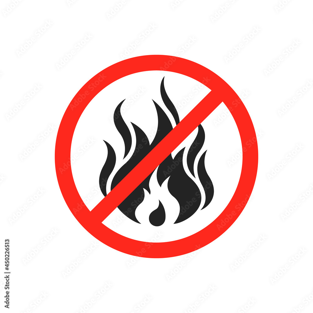 red forbidden sign like simple stop fire icon Stock Vector | Adobe Stock