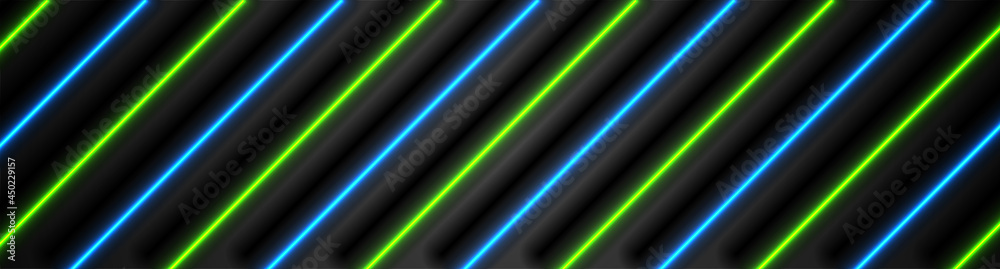 Abstract blue and green neon glowing lines futuristic background ...