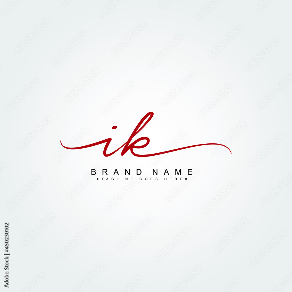 Initial Letter IK Logo - Handwritten Signature Logo Stock Vector ...