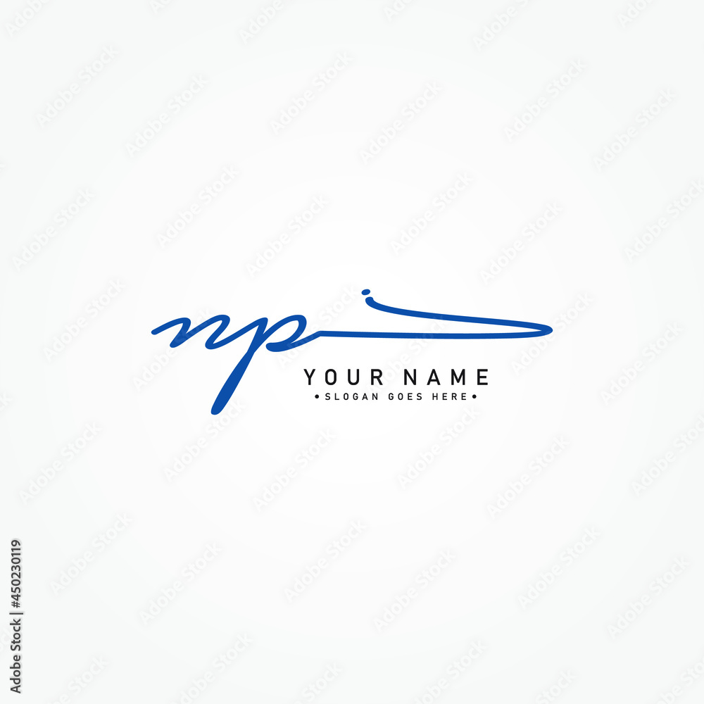 Initial Letter NP Logo - Hand Drawn Signature Style Logo Stock Vector ...
