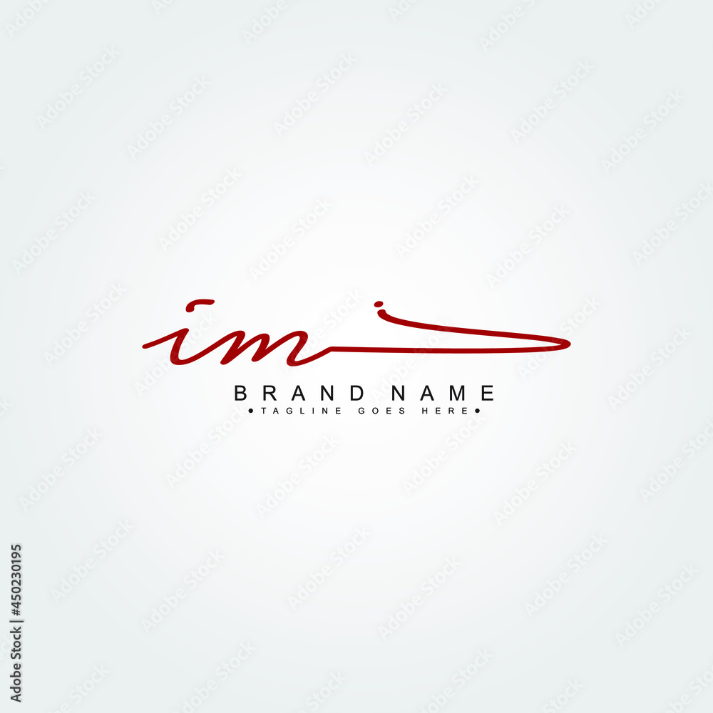 Initial Letter IM Logo - Hand Drawn Signature Logo Stock Vector | Adobe ...