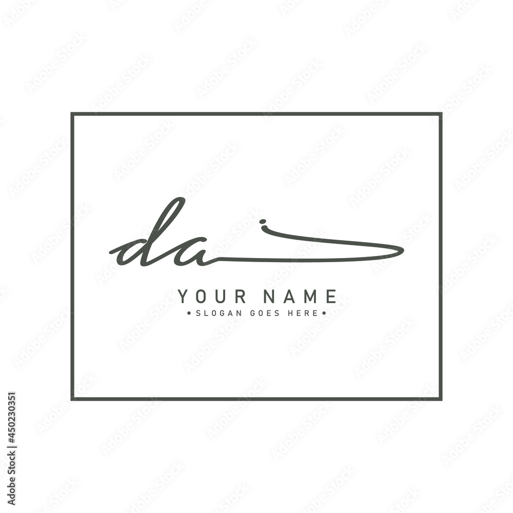 Initial Letter DA Logo - Handwritten Signature Logo Stock Vector ...