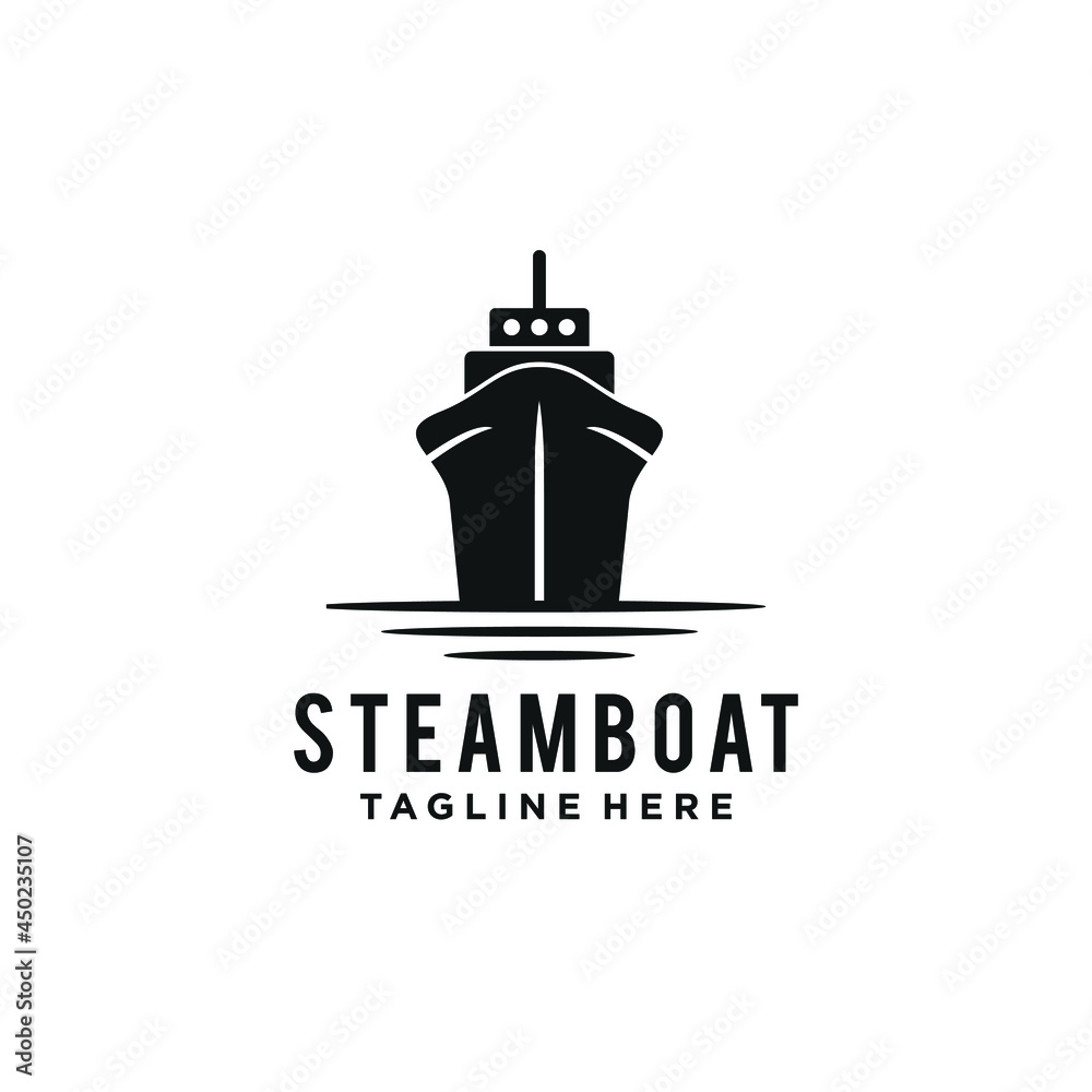 Steam Boat Logo Design. Big Ship Vector Illustration. Stock Vector ...