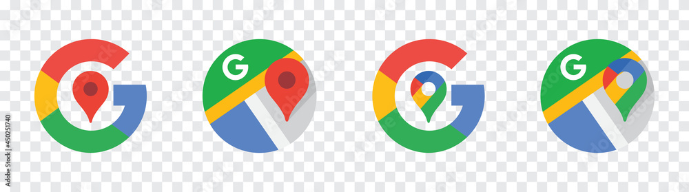Google Maps icon set. Location icon symbol. Map pin markers. Location ...