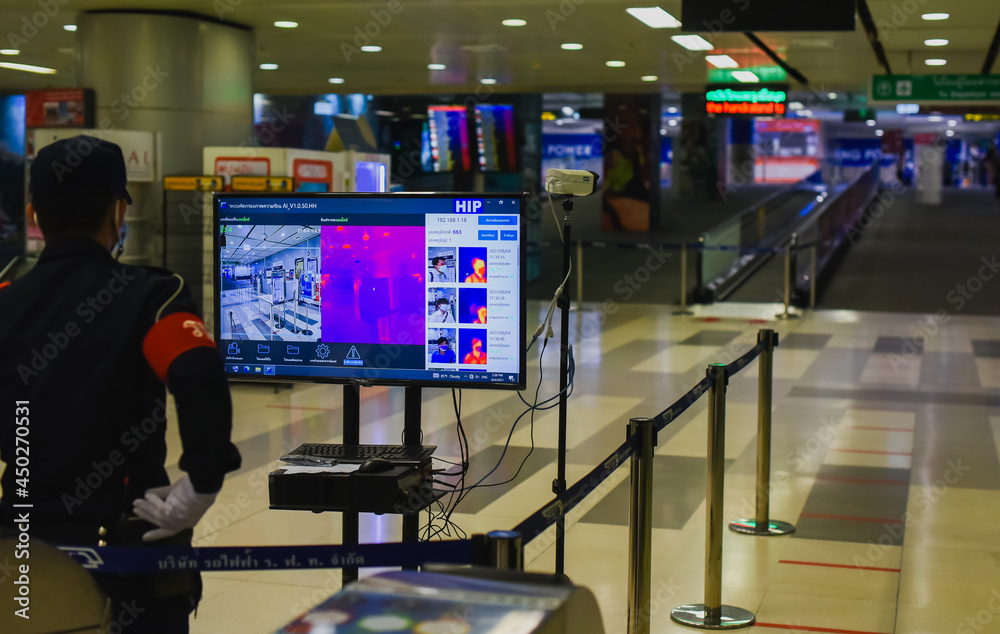 BANGKOK/THAILAND, Temperature Screening Point at the entrance of ...