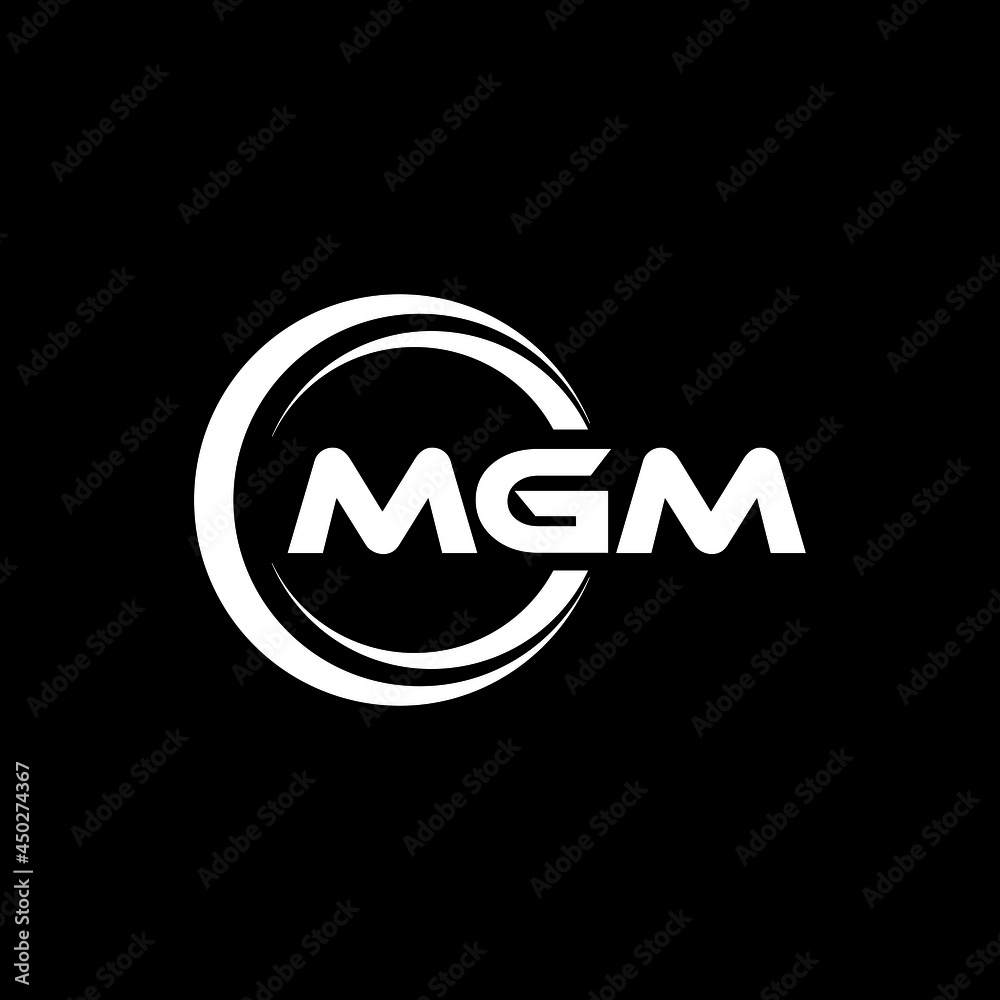 Vecteur Stock MGM letter logo design with black background in ...
