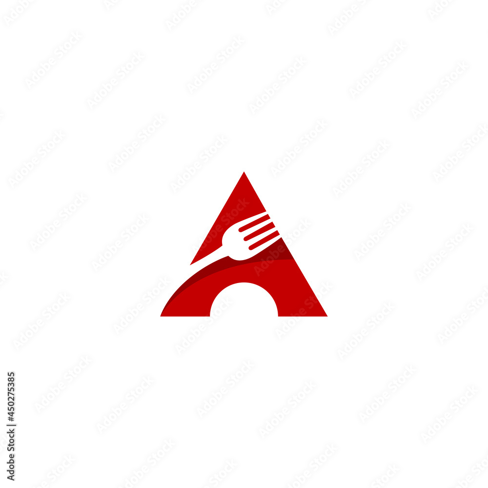 letter A and cutlery for the logo of restaurants, cafes, canteens or ...