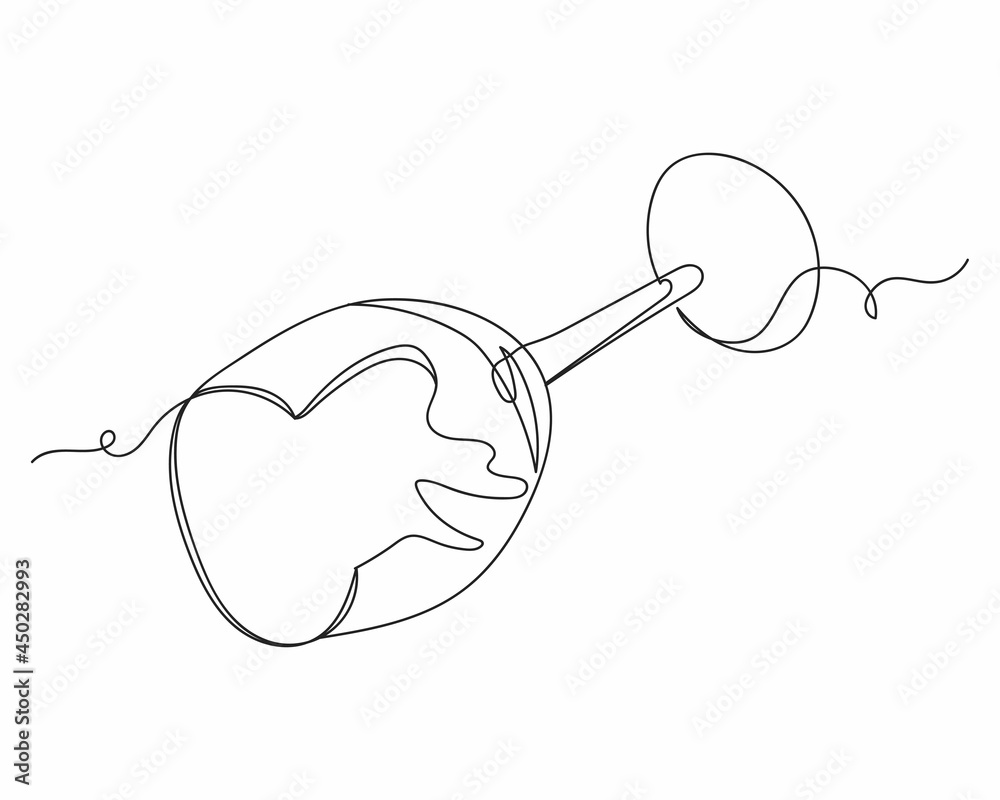 Continuous One Line Drawing Of Broken Wine Glass In Silhouette On A White Background Linear