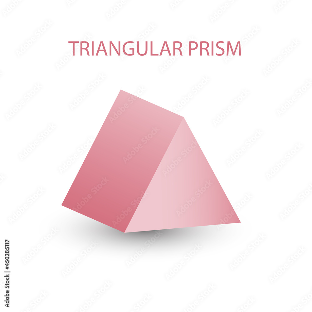 Vector pink triangular prism with gradients and shadow for game, icon ...