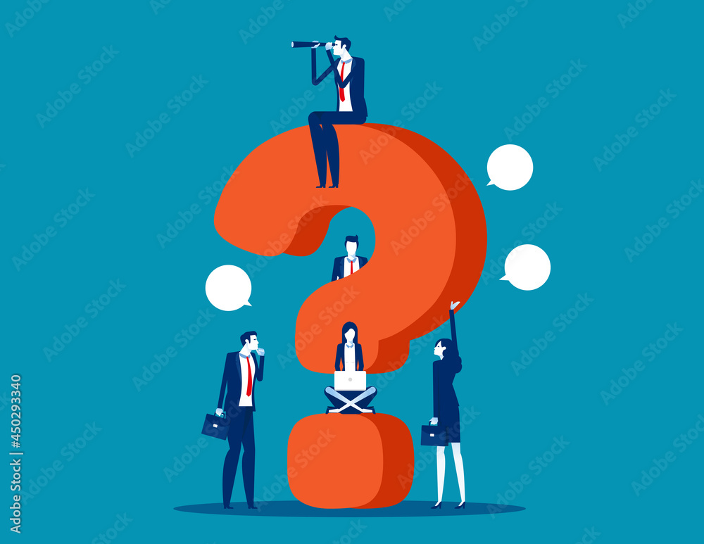 Business team asking questions around question mark Stock Vector ...
