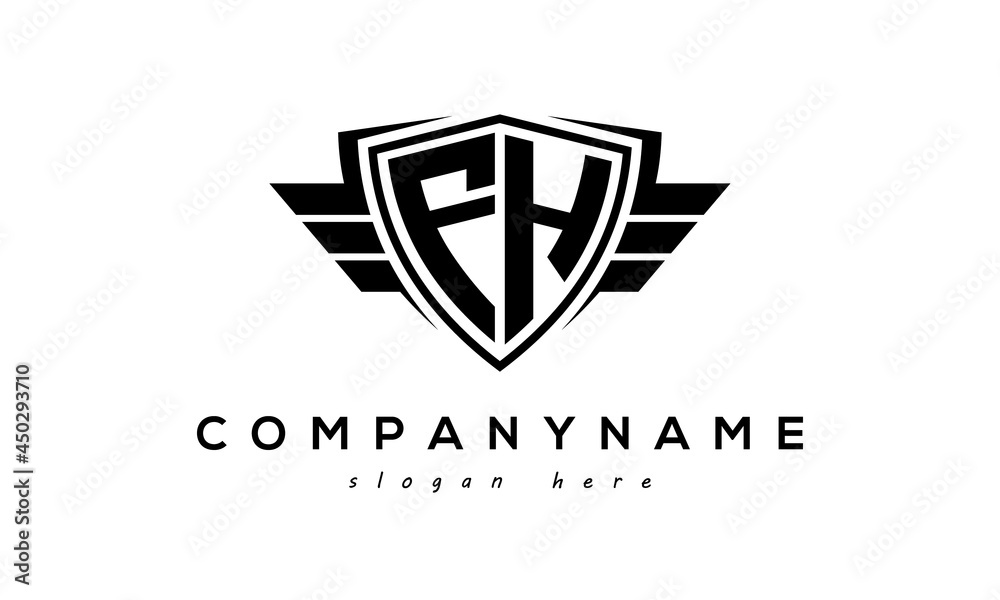 Wings shield letter FH logo vector Stock Vector | Adobe Stock