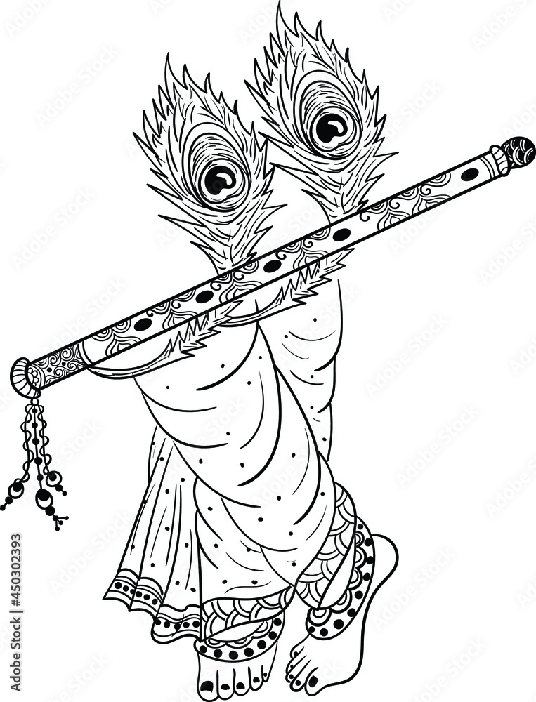 Vecteur Stock Artistic line drawing of Indian traditional Music ...
