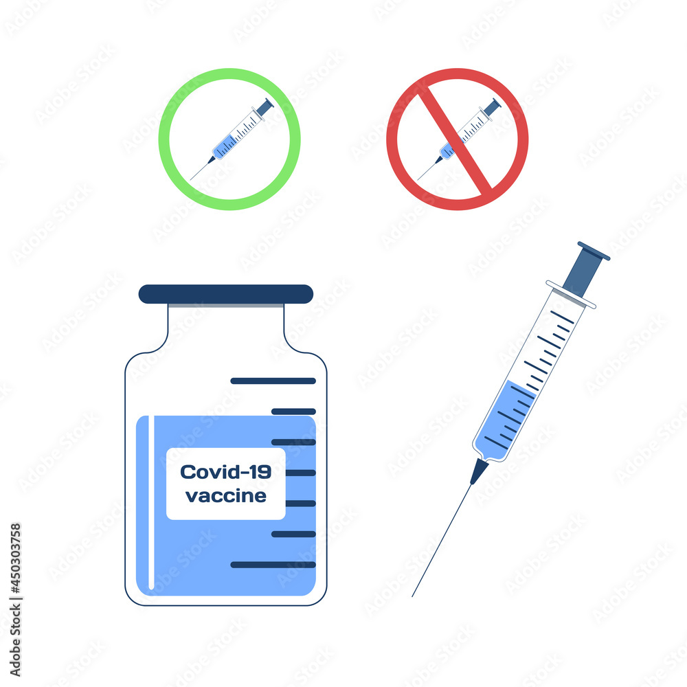 Covid-19. Vaccine. Coronavirus Syringe and vaccine vial. Treatment for ...