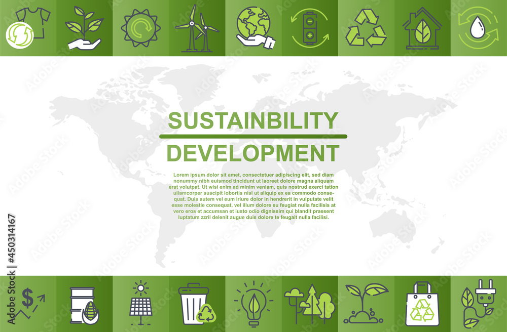 Colorful poster design for sustainability development and global green ...