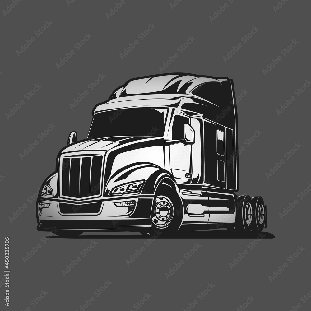 big rig modern truck vector illustration grey Stock Vector | Adobe Stock