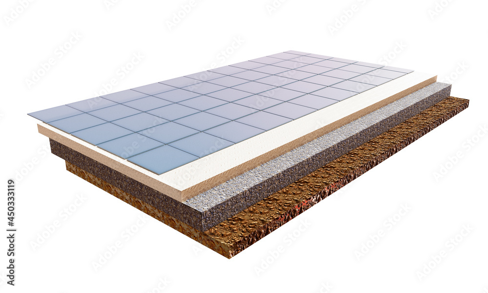 sports ground, rubber tiles, crushed stone, sand 3D render Stock Photo ...