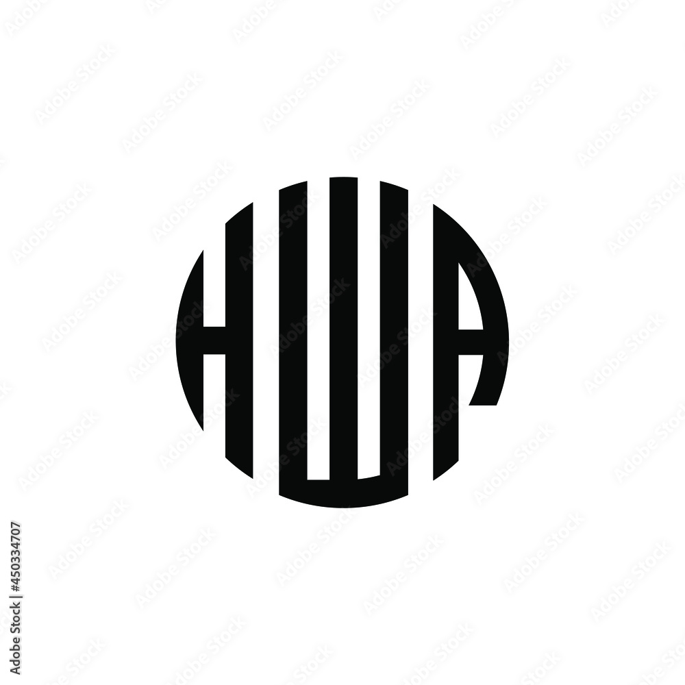 HWA letter logo design. HWA modern letter logo with black background ...