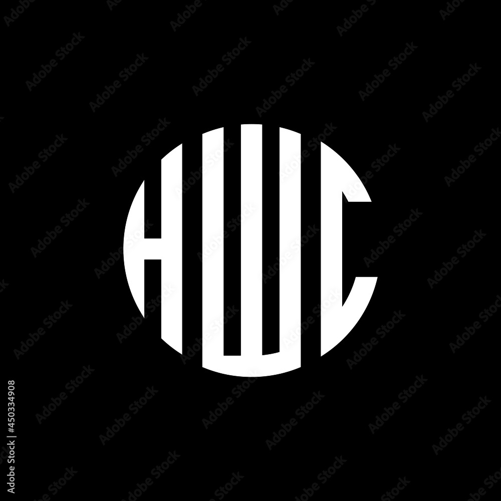 HWC letter logo design. HWC modern letter logo with black background ...