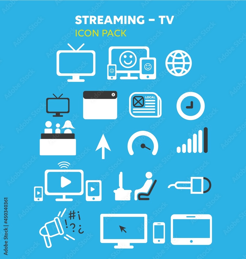 Streaming And Tv Elements, Icon Pack. Streaming and Tv Linear Icons Set ...