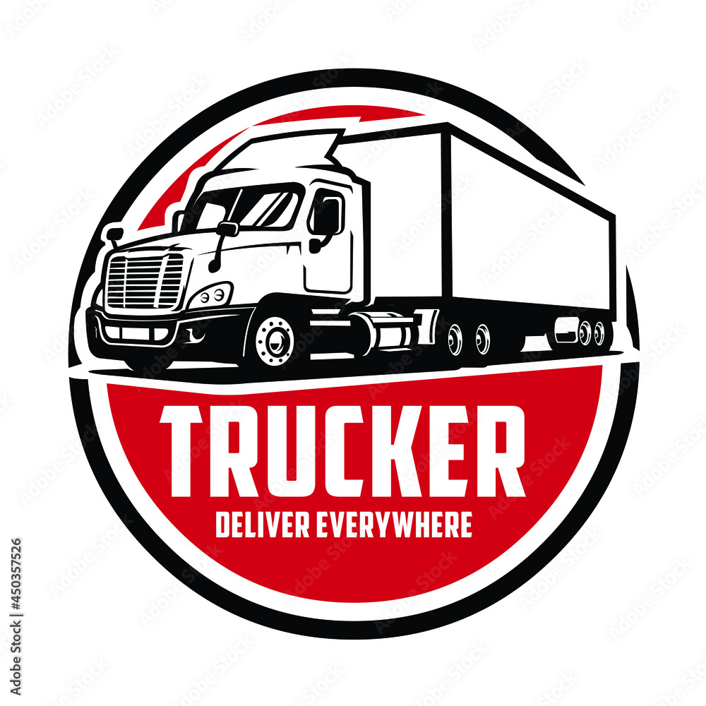 Premium Trucking Logo Illustration Vector Isolated EPS. Trucker Deliver ...