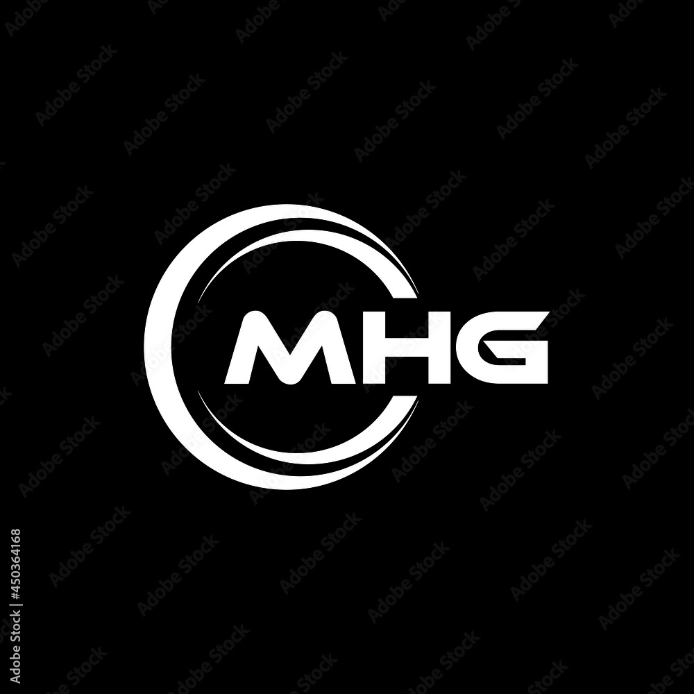 MHG letter logo design with black background in illustrator, vector ...